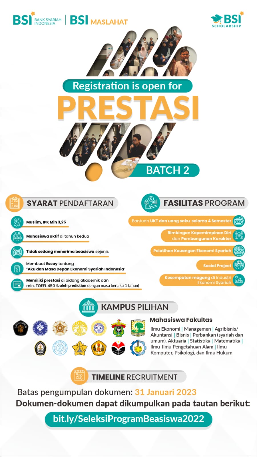 PENDAFTARAN BSI SCHOLARSHIP PRESTASI BATCH 2 - Direktorat Akademik