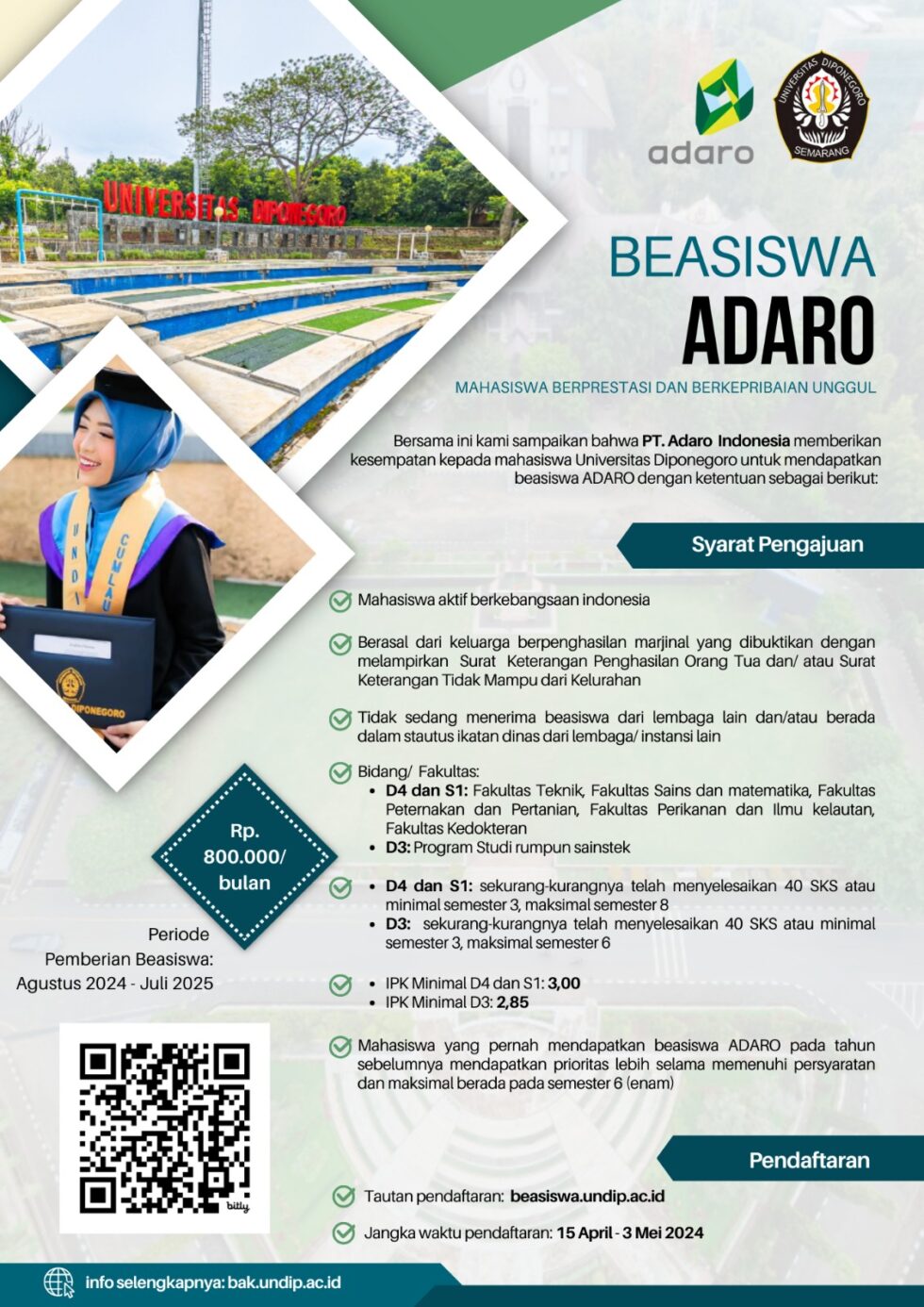 TAWARAN BEASISWA ADARO TAHUN 2024 - Direktorat Akademik
