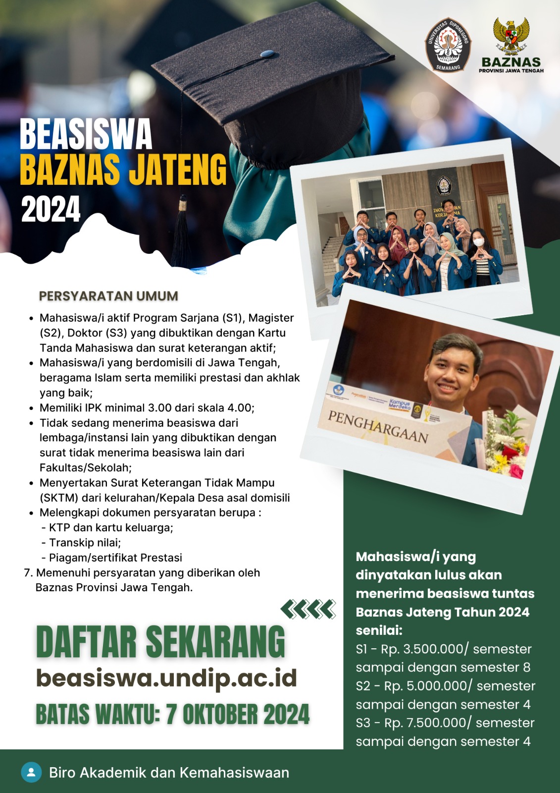 TAWARAN BEASISWA BAZNAS PROVINSI TAHUN 2024 - Direktorat Akademik